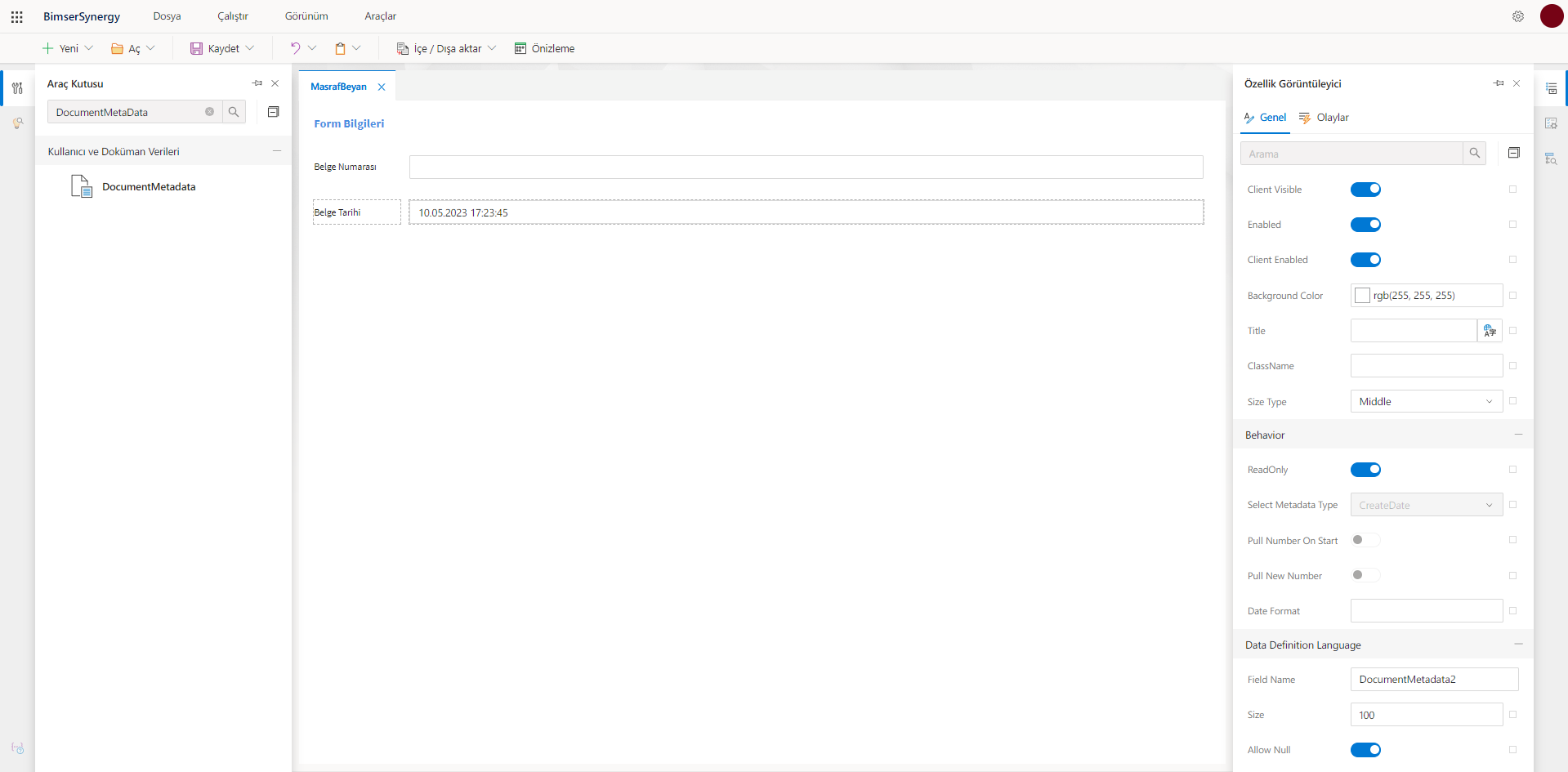 Form Bilgileri Bölümü | Bimser